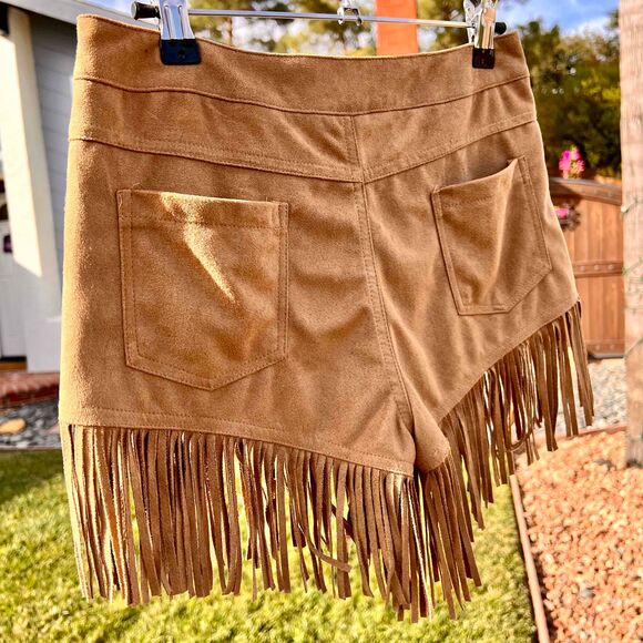 Shorts | Ontwelfth Fringe Shorts Nwot Microsuede Carmel Tan Womens ...